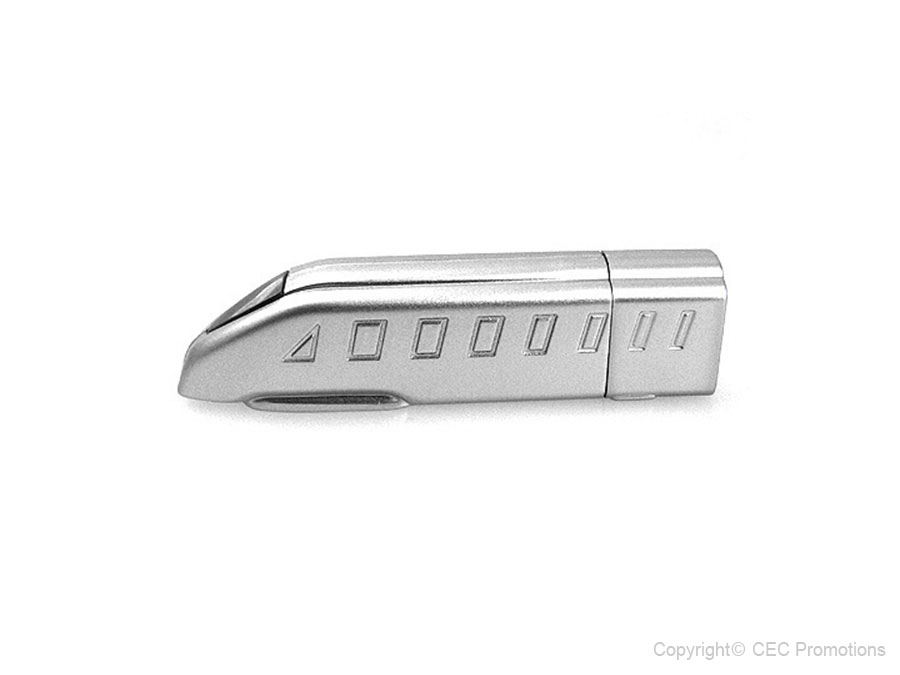 Kunststoff USB-Stick, Zugform, silber matt